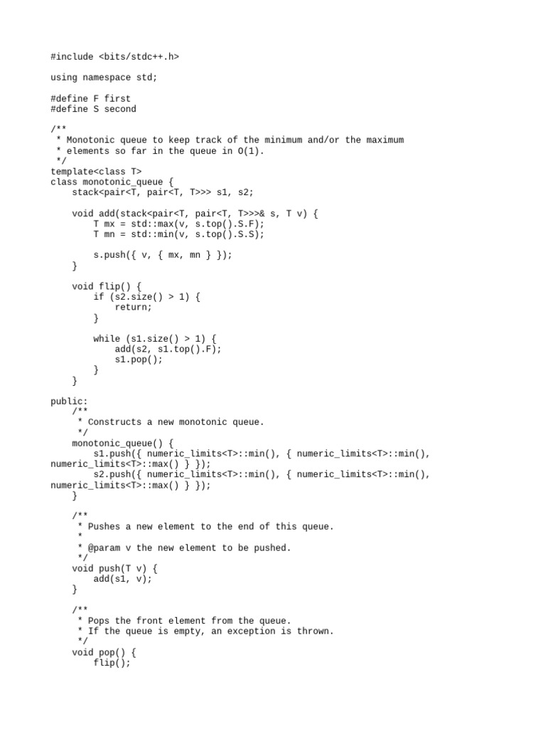 Monotonic Queue Implementation | PDF