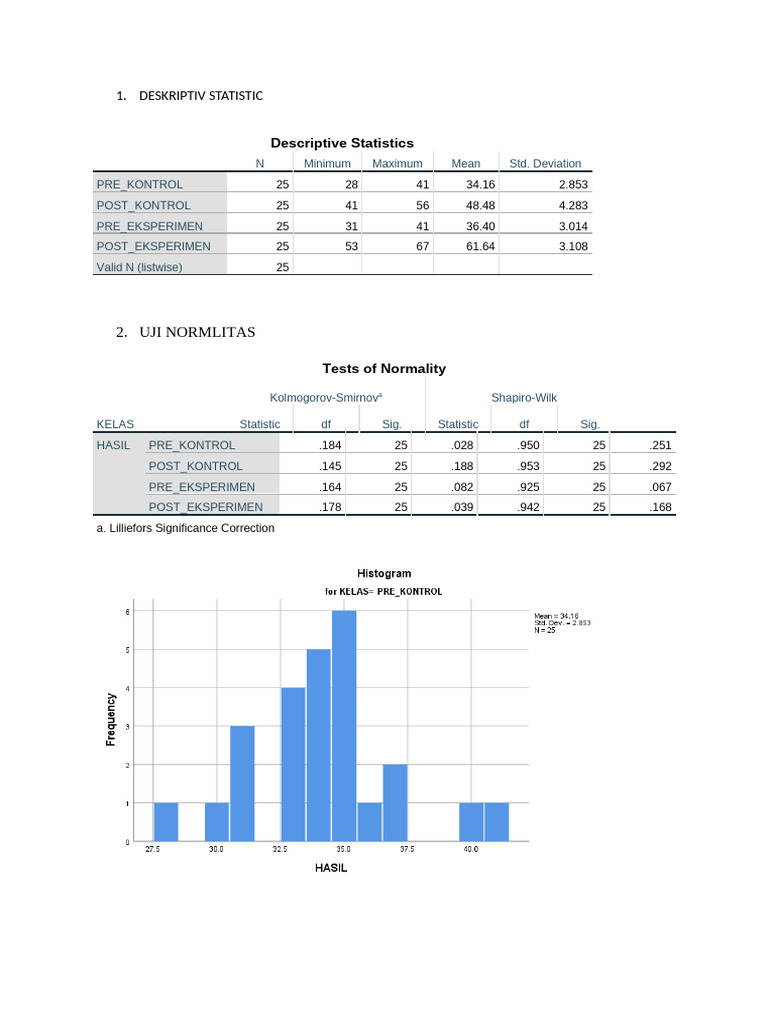Deskriptiv Statistic Eskperimen Dan Kontrol | PDF