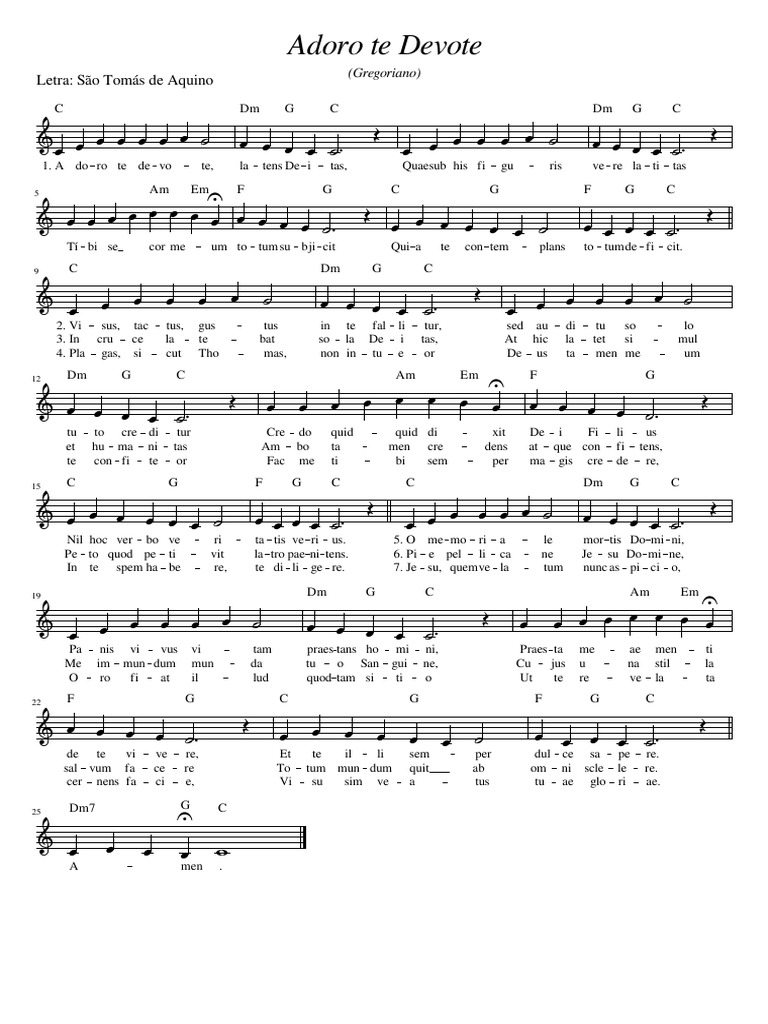 Adoro Te Devote Lyrics and Music | PDF