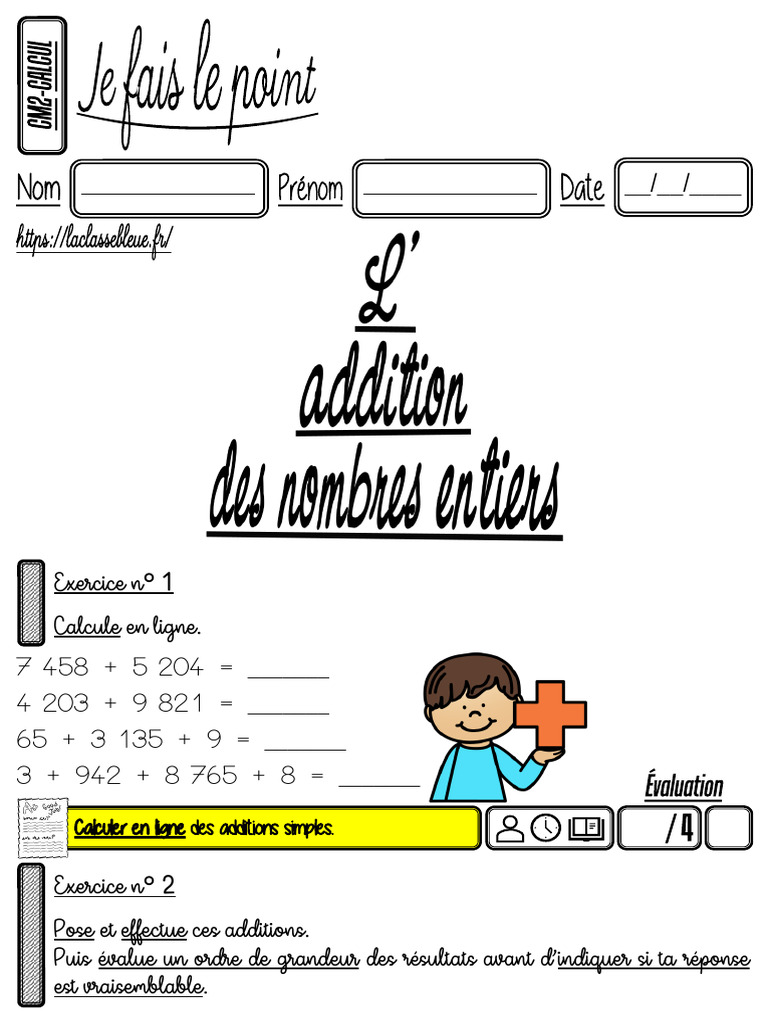 Laddition Des Nombres Entiers CM2 | PDF