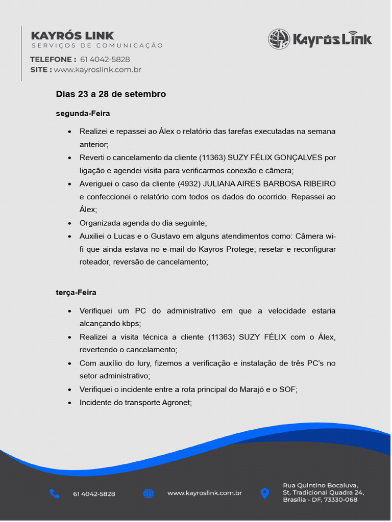 Relatório Da Semana - Nauan | PDF