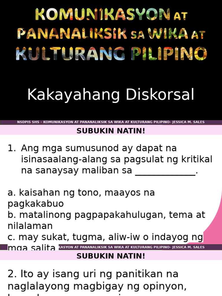 Filipino Q4 W6 | PDF