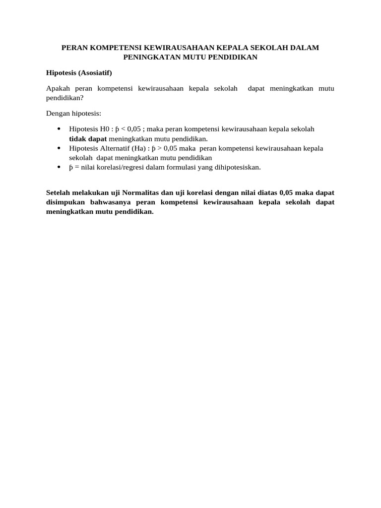 Peran Kompetensi Kewirausahaan Kepala Sekolah Dalam Peningkatan Mutu Pendidikan | PDF