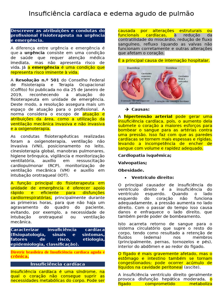Insuficiência Cardíaca e Edema Agudo de Pulmão | PDF
