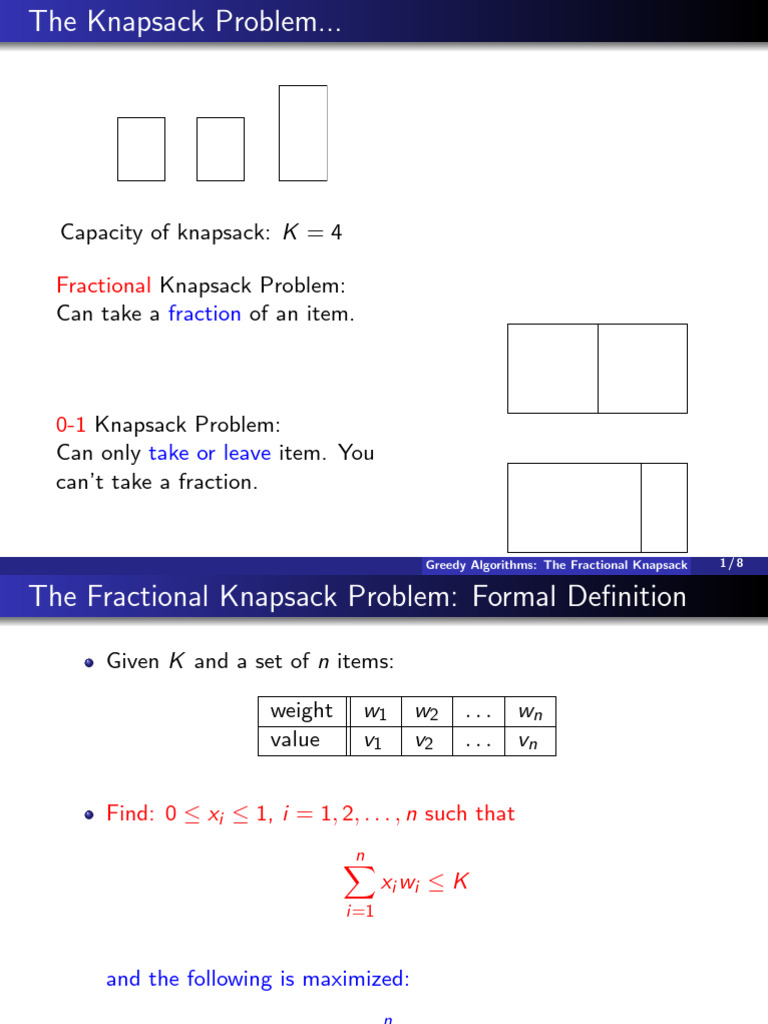 Greedy Knapsack Slides | PDF