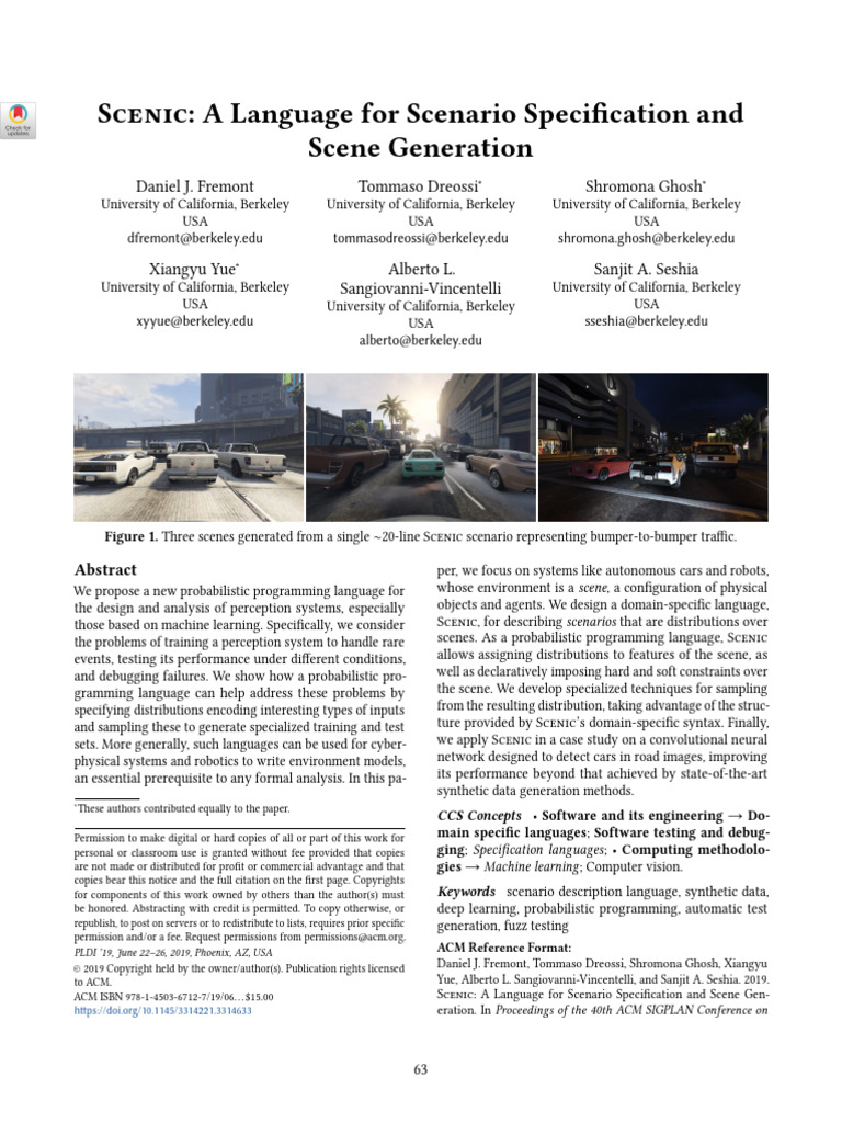 Fremont Et Al. - 2019 - Scenic A Language For Scenario Specification ...