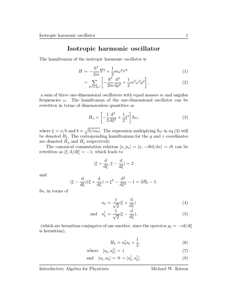 QM1 Isotropic Oscillator | PDF