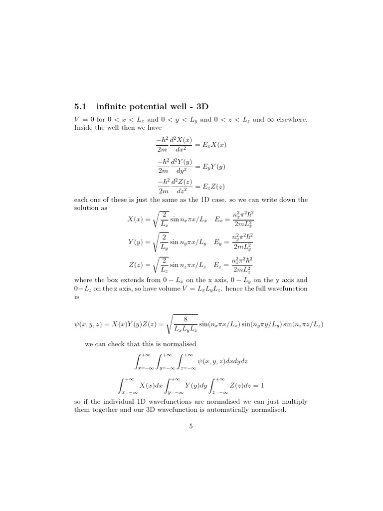 QM1 3D Potential Well and 3D HO Isotropic | PDF