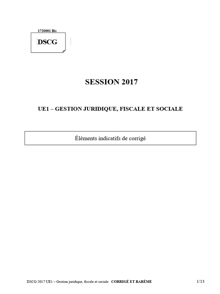 Annale DSCG 2017 Ue1 C | PDF
