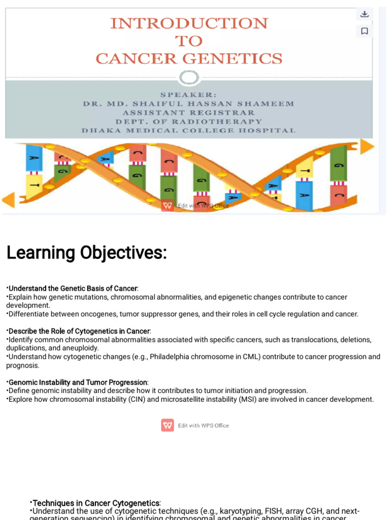 Cancer Cytogenetics Midterm Topic | PDF