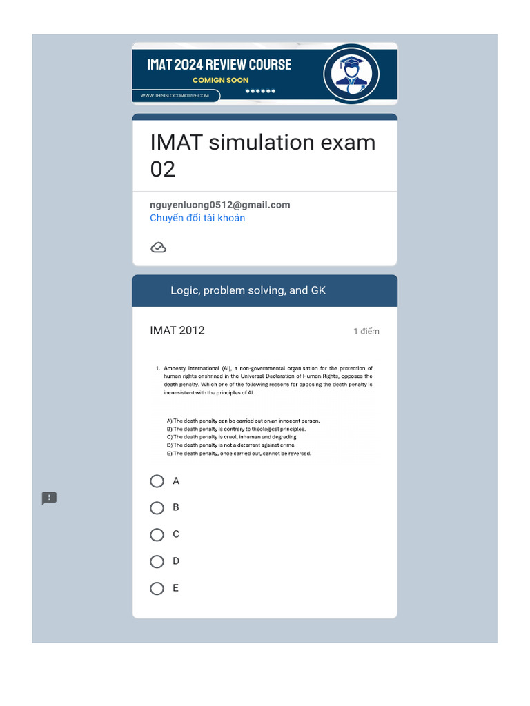 IMAT Simulation Exam 02 | PDF