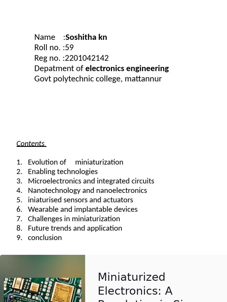 Miniaturized Electronics A Revolution in Size and Power | PDF
