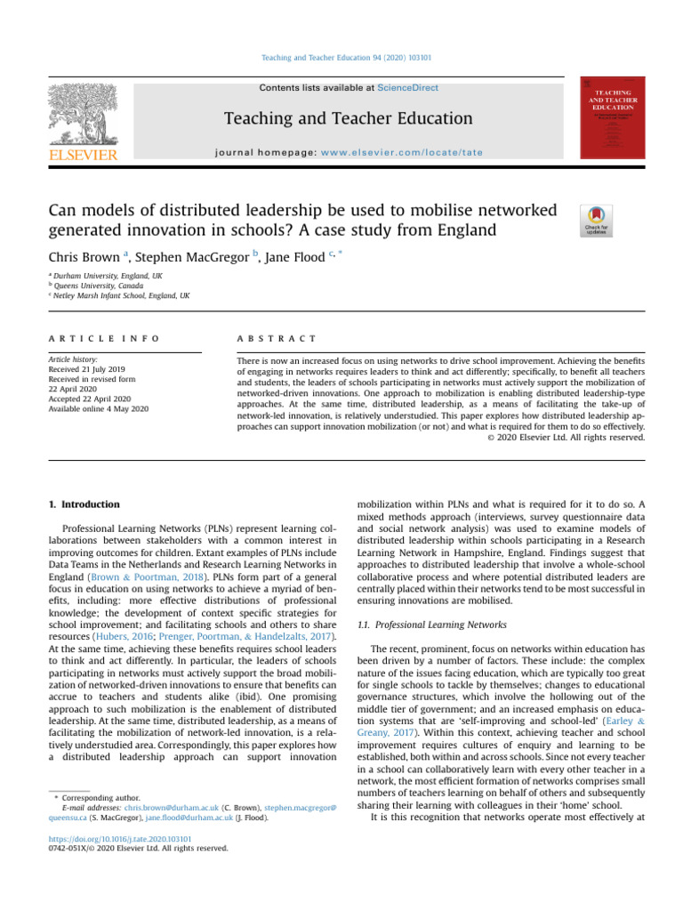 Distributed Leadership English Schools Case Study | PDF