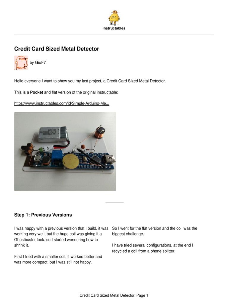Credit Card Sized Metal Detector | PDF