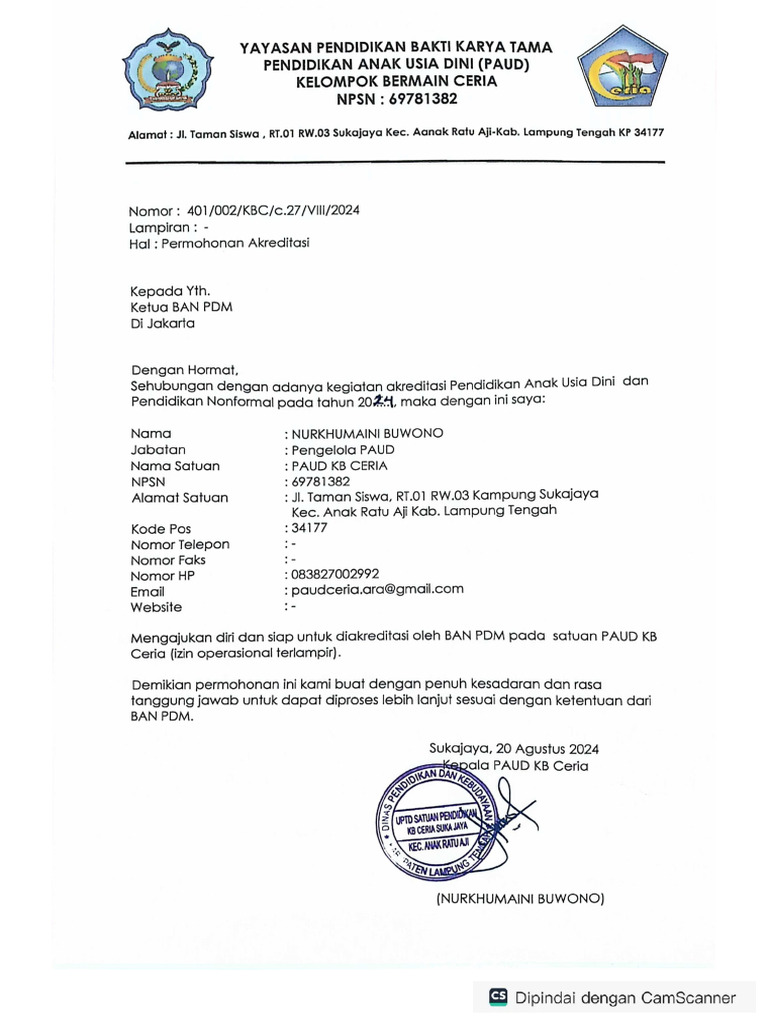 Pengajuan Akreditasi Ceria | PDF