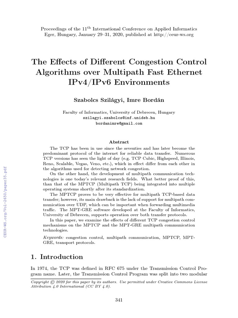 The Effects of Different Congestion Control Algorithms Over Multipath ...