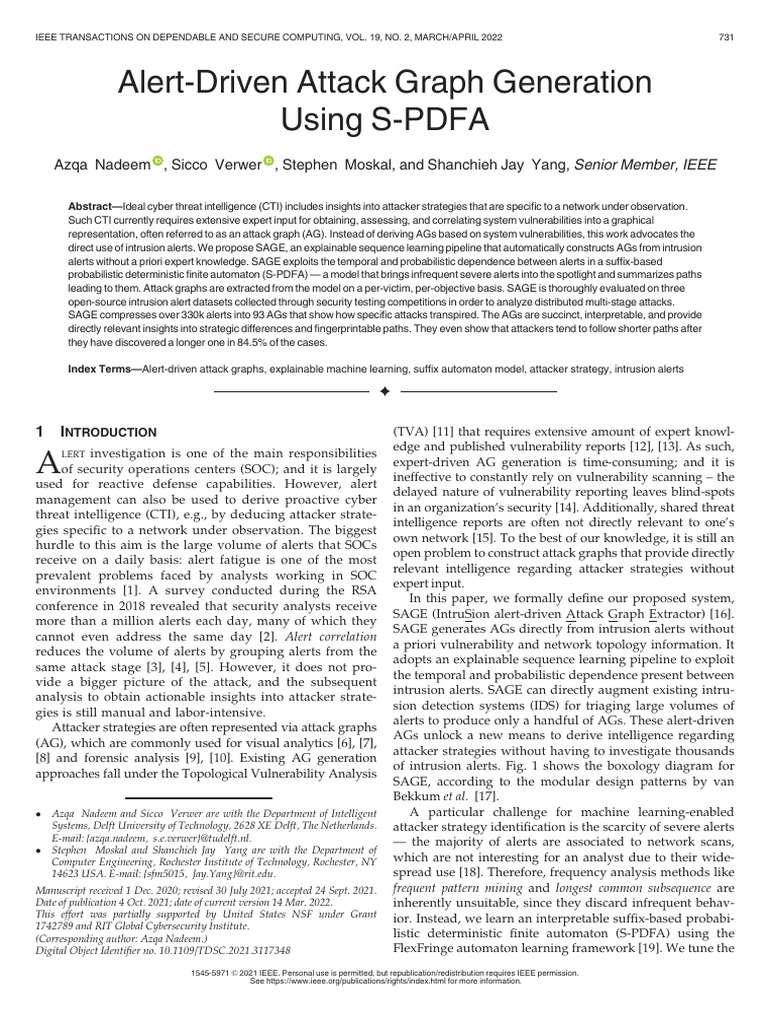 Alert-Driven Attack Graph Generation Using S-PDFA | PDF | Machine Learning | Computer Science
