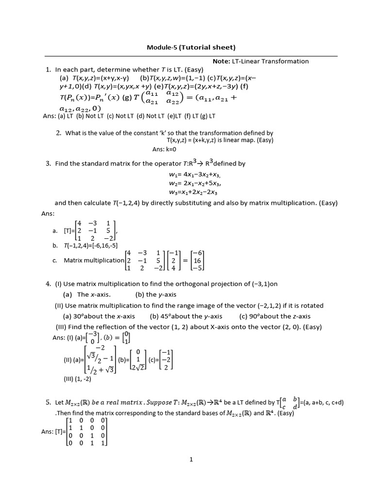 BMAT201L - Tutorial Sheet - Module-5 | PDF