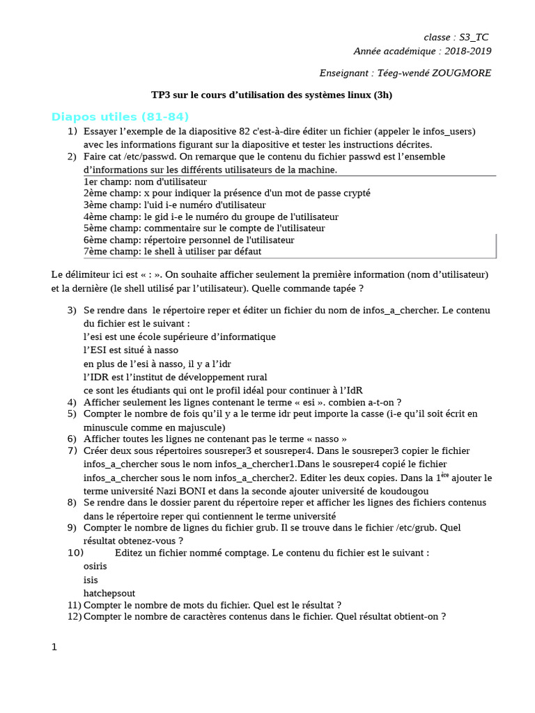 tp3 Linux 18 19 | PDF