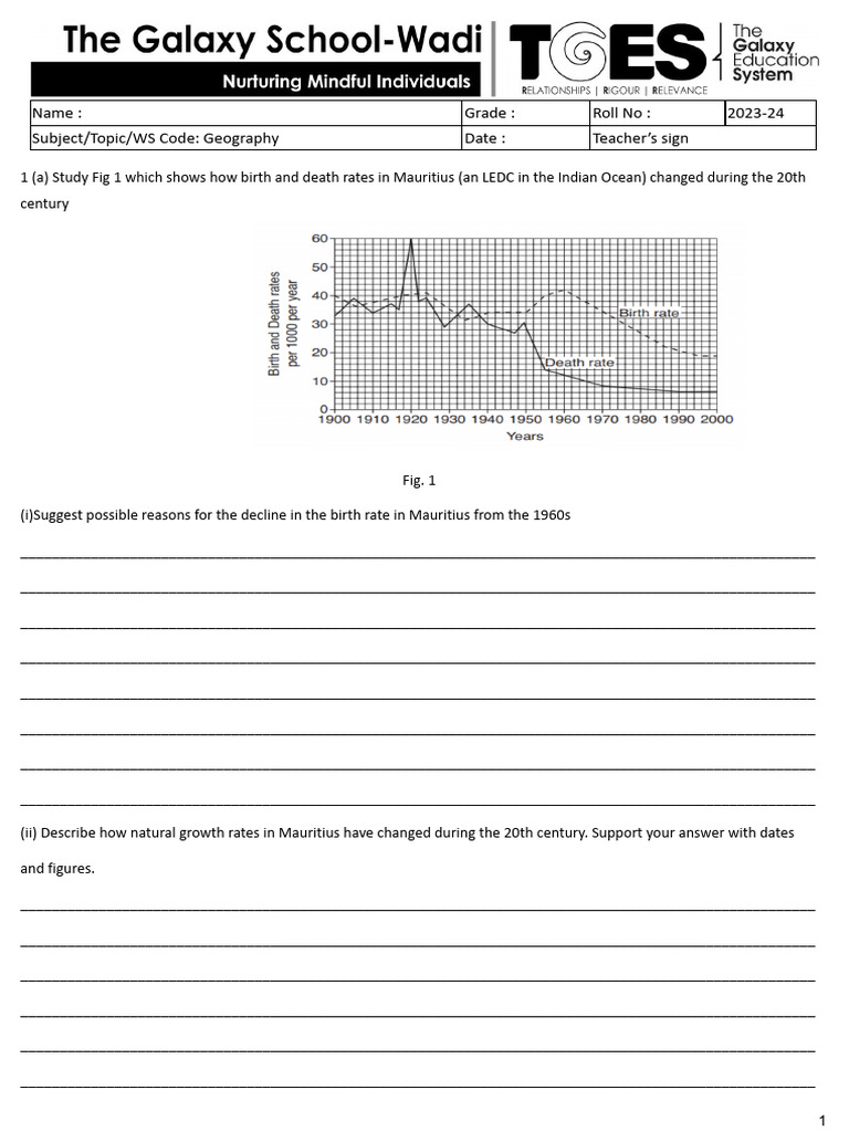 Geography Worksheet Population Dynamics 3 Pdf