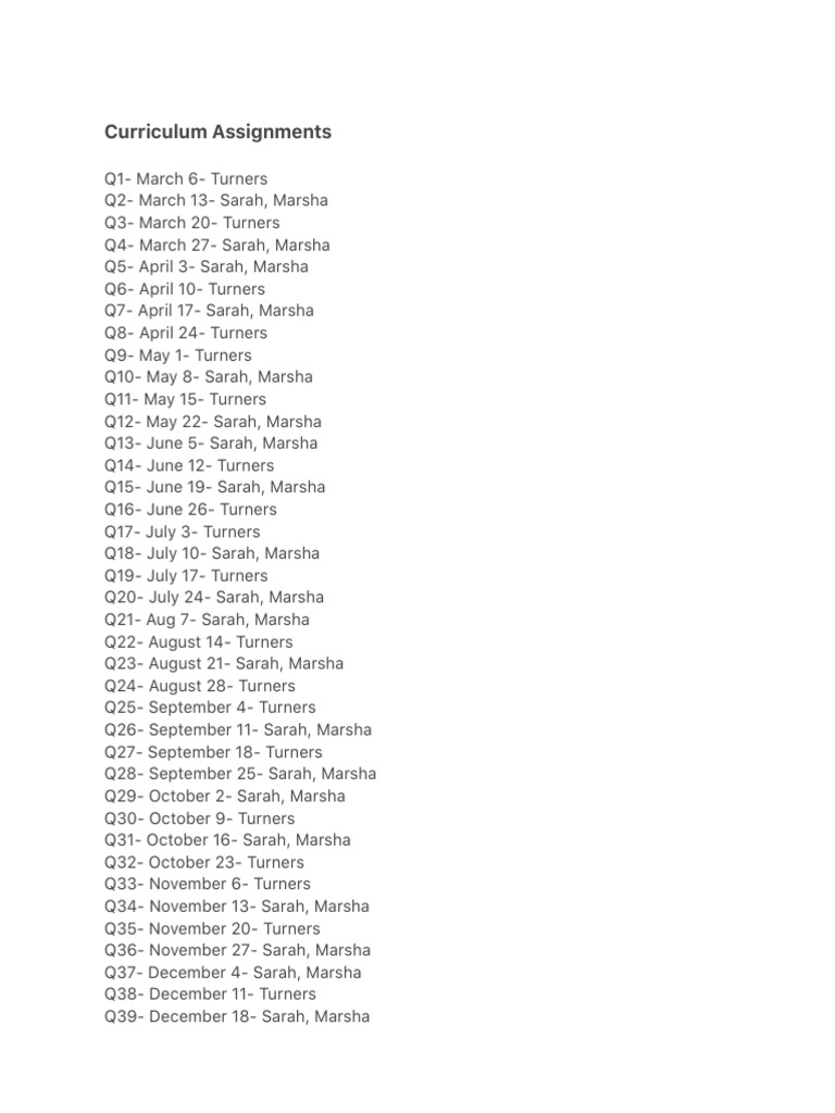 Curriculum Assignments | PDF