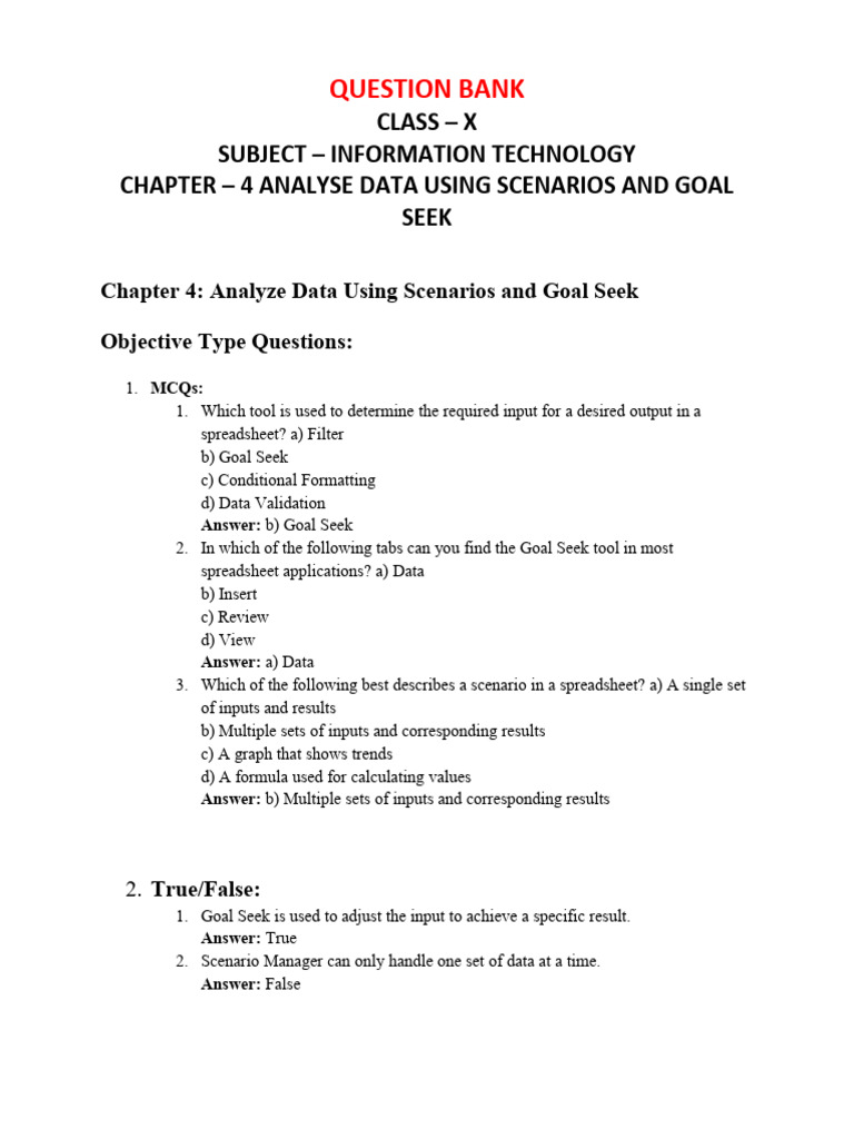 Class X Question Bank Information Technology Chapter - 4 | PDF