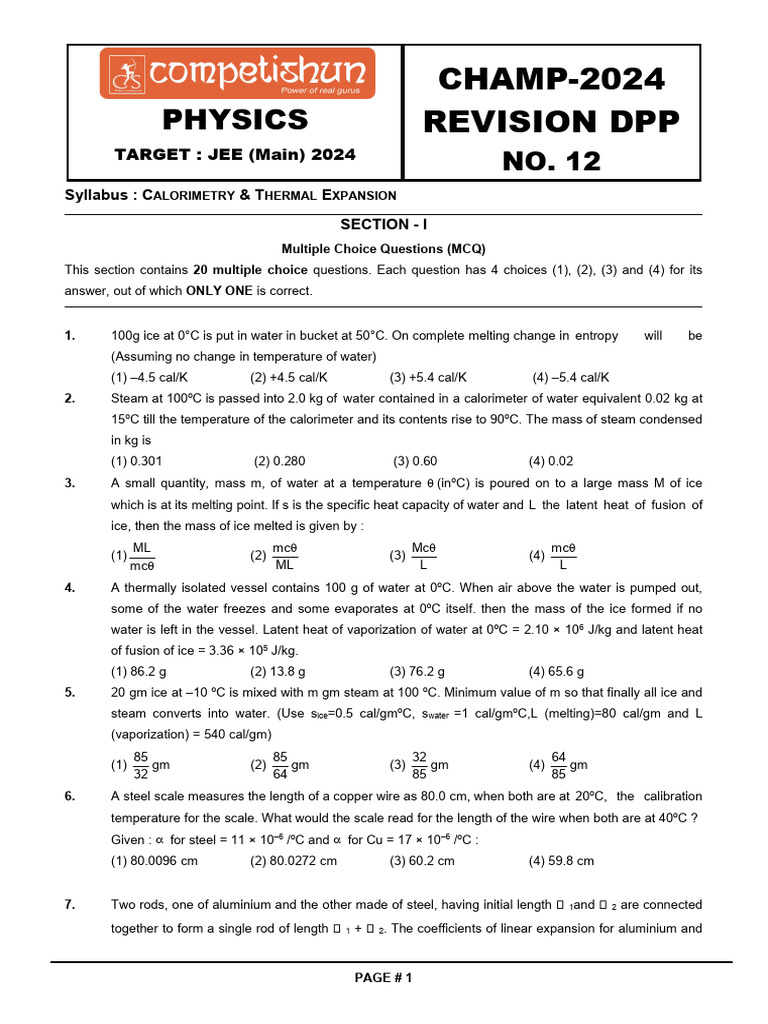 DPP-12 - Calorimetry - Thermal Expansion | PDF