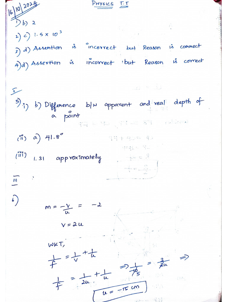 Kumaravel Xii Smart Physics T.T (16.10.2024) | PDF
