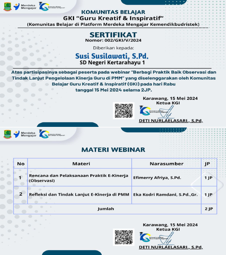 E-Certificate GKI Seri-2 Susi Susilawati, S.Pd. | PDF | Wellness