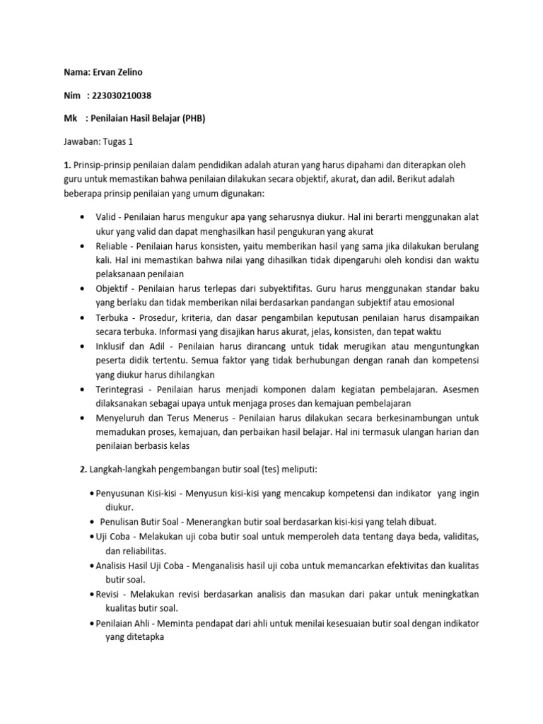 Ervan Zelino PHB Tugas 1 | PDF