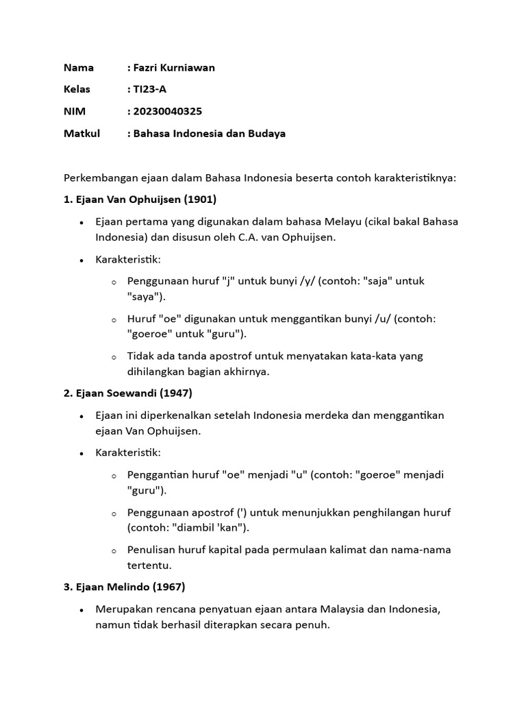 Fazri Kurniawan Bahasa Indonesia Dan Budaya Sesi 3 | PDF