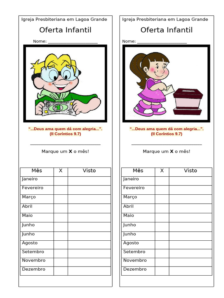 Envelope para Oferta Infantil | PDF