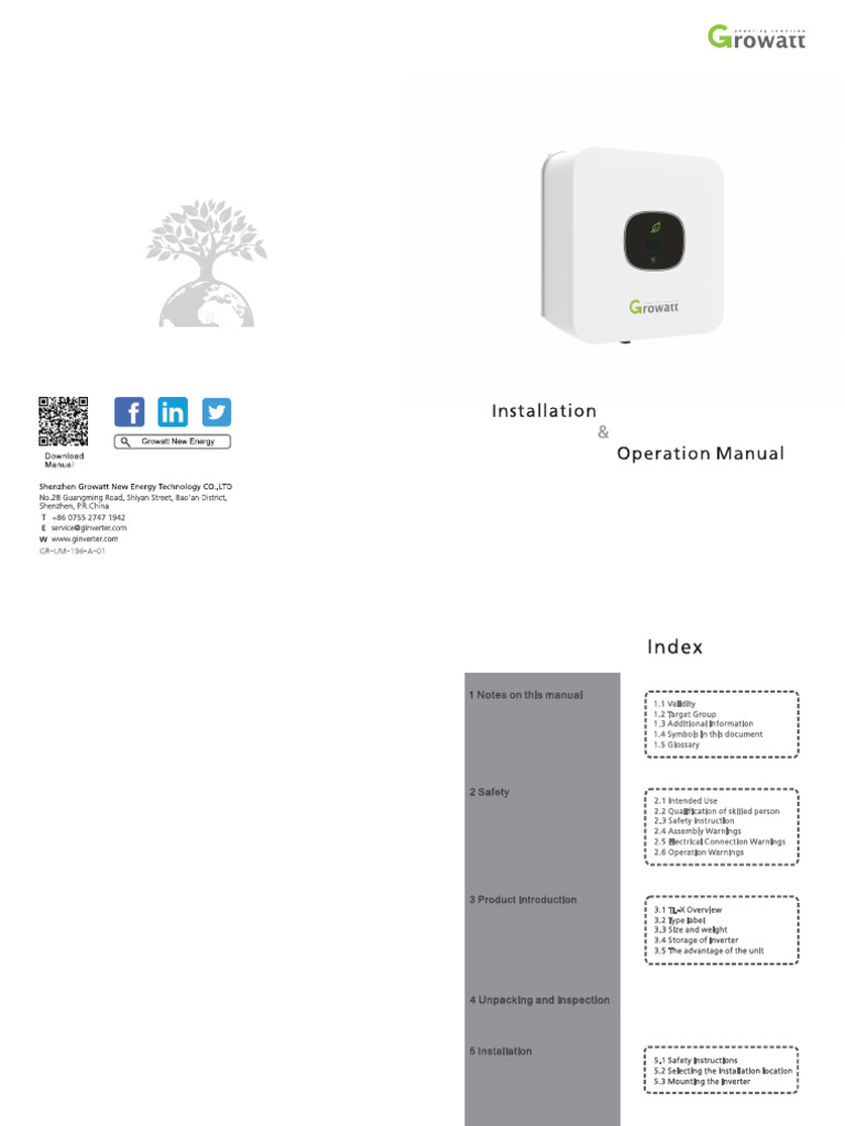 Manual Growatt MIC 750 3300TL X | PDF
