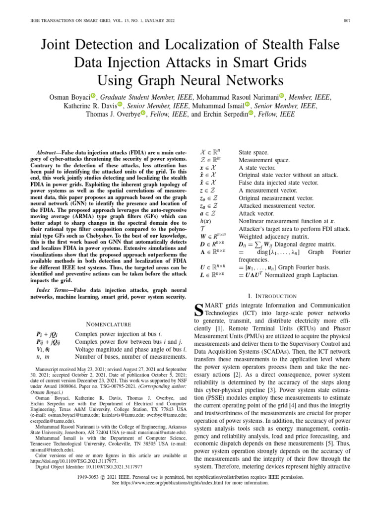 Joint Detection and Localization of Stealth False Data Injection Attacks in Smart Grids Using ...