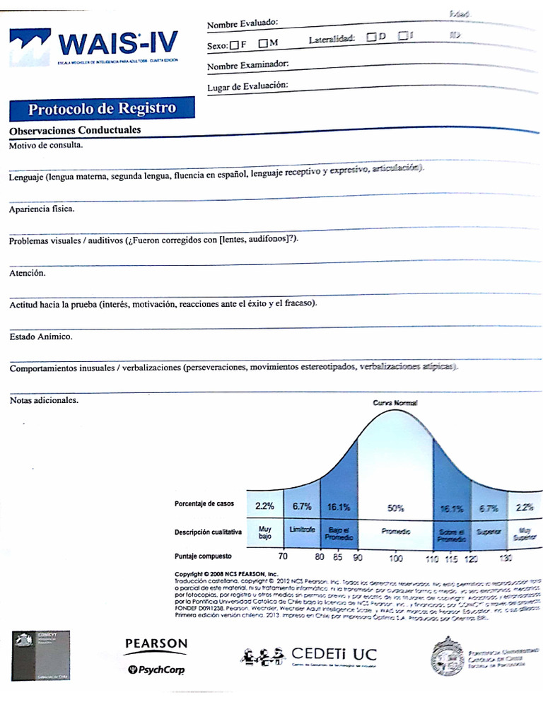 Protocolo WAIS IV | PDF