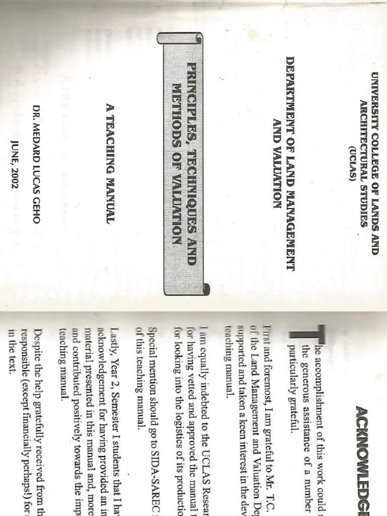 Geho-Principles, Techniques and Methods of Valuation by Dr. Medard L | PDF