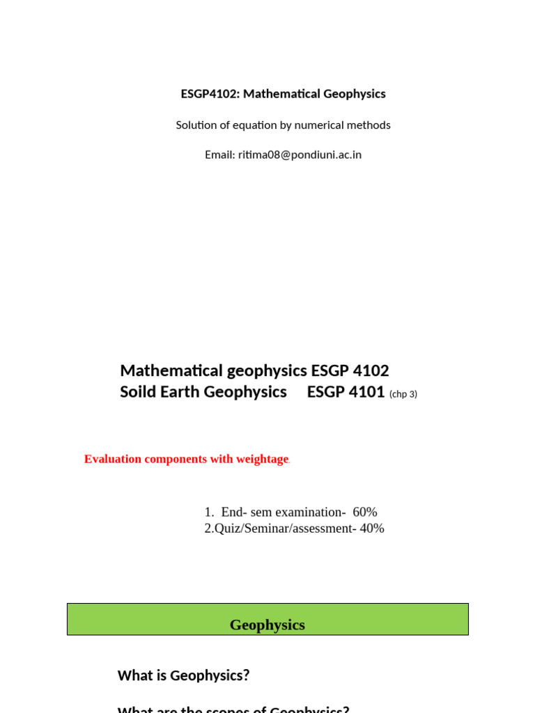 Mathematical Geophysics | PDF | Geophysics | Mathematics