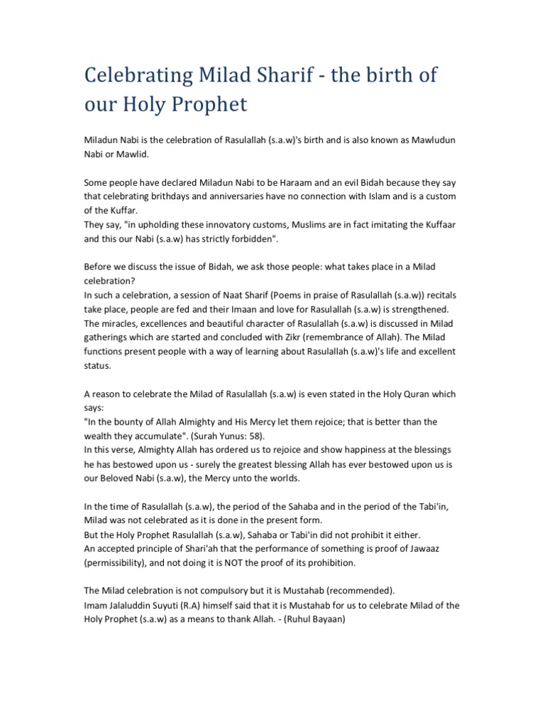 Celebrating Milad Sharif Information | PDF | Prophets And Messengers In ...