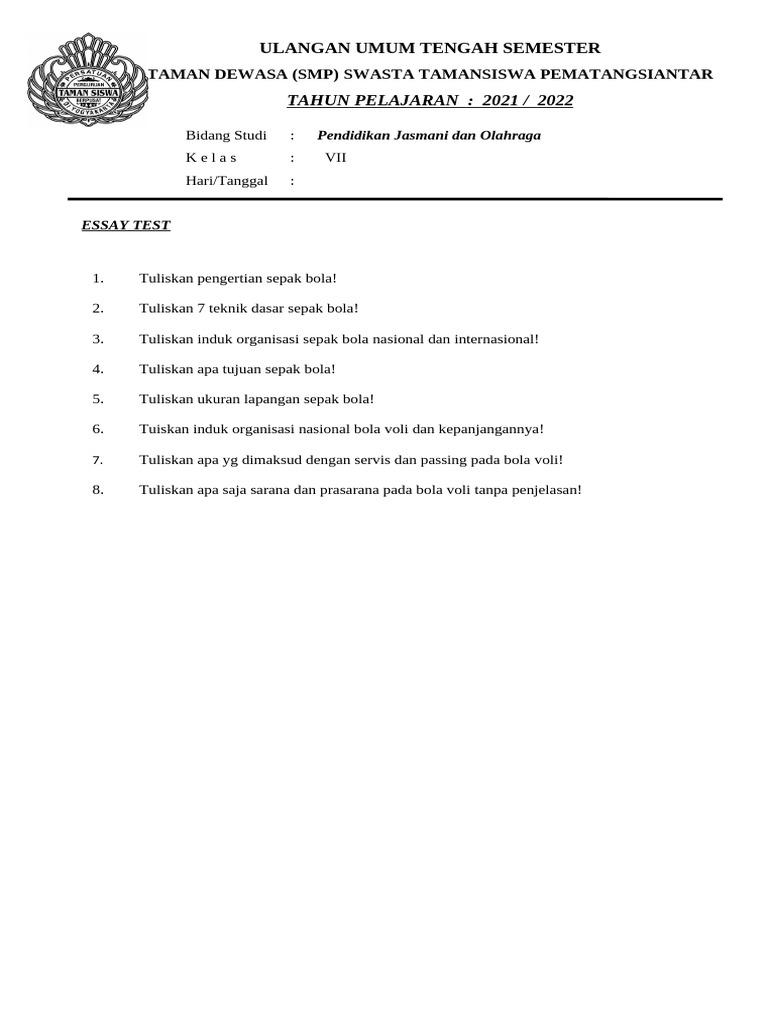 Blanko Mid Semester | PDF