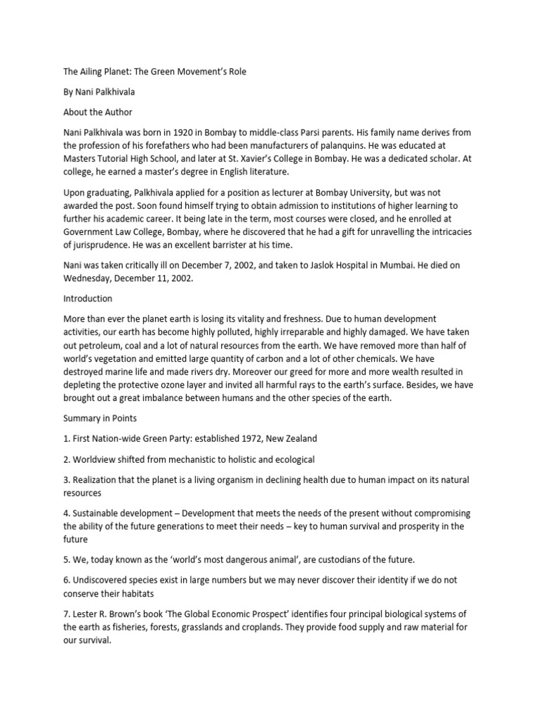 4-The Ailing Planet The Green Movements Role | PDF