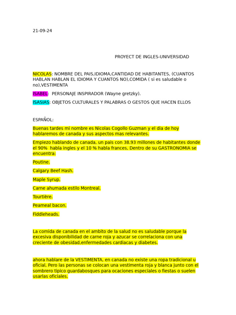 Proyect de Ingles - U | PDF