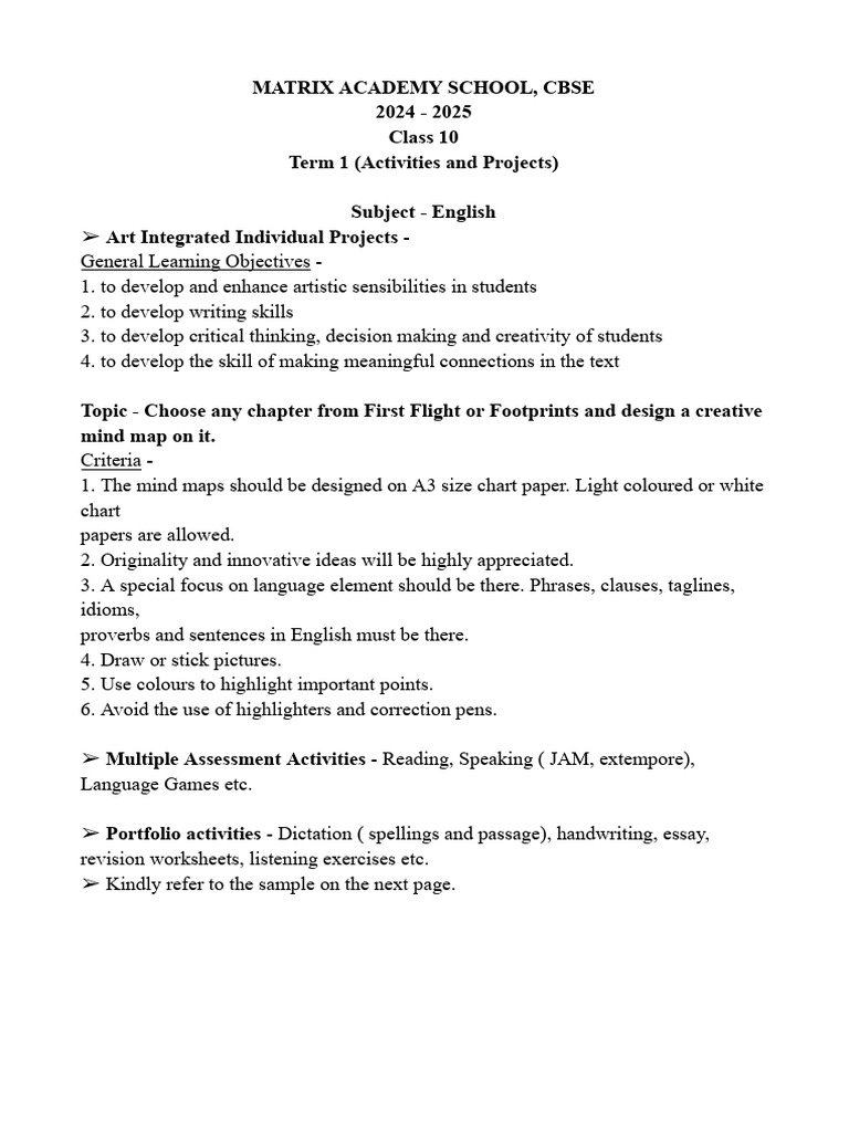 Class 10 Term 1 Project Guidelines | PDF | Metabolic Pathway | Chemical Reactions