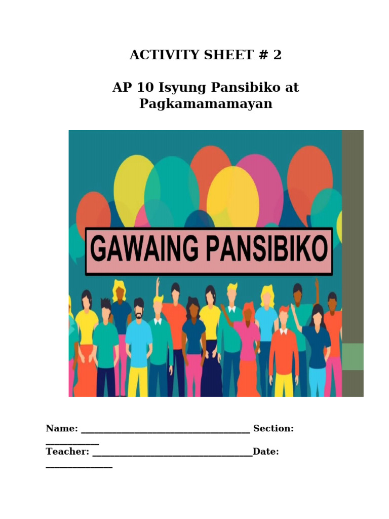 Ap 10 4TH Qtr. Activity Sheet 2 | PDF