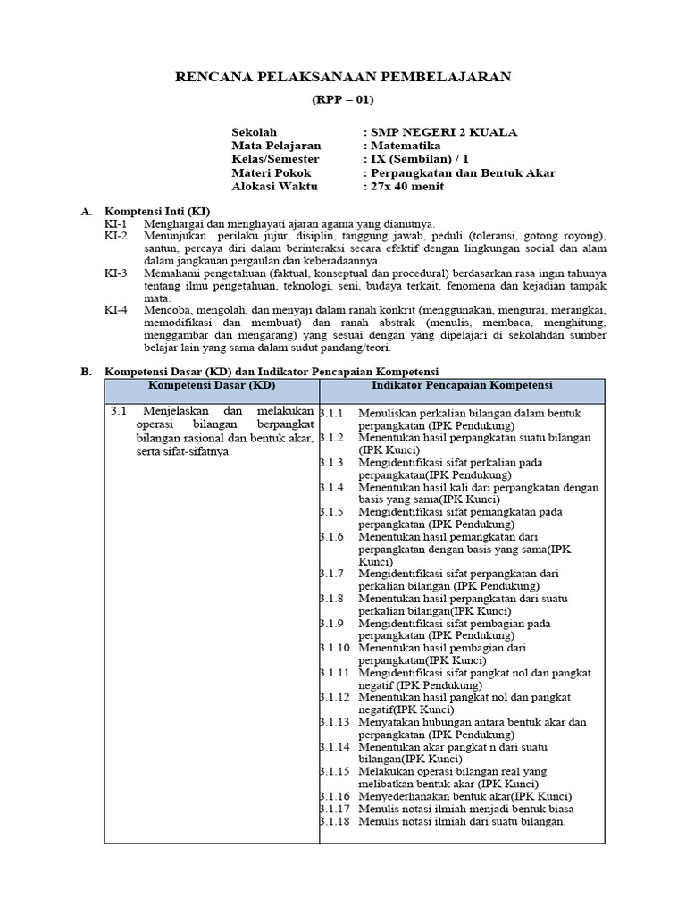Rencana Pelaksanaan Pembelajaran | PDF