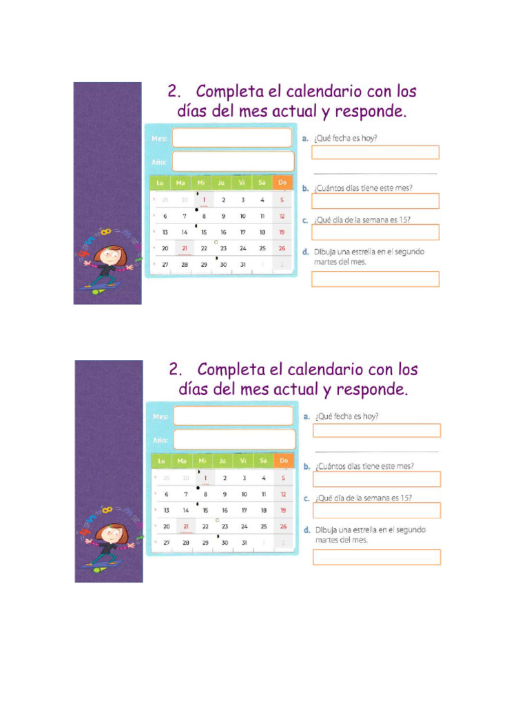Actividad Calendario 3 | PDF
