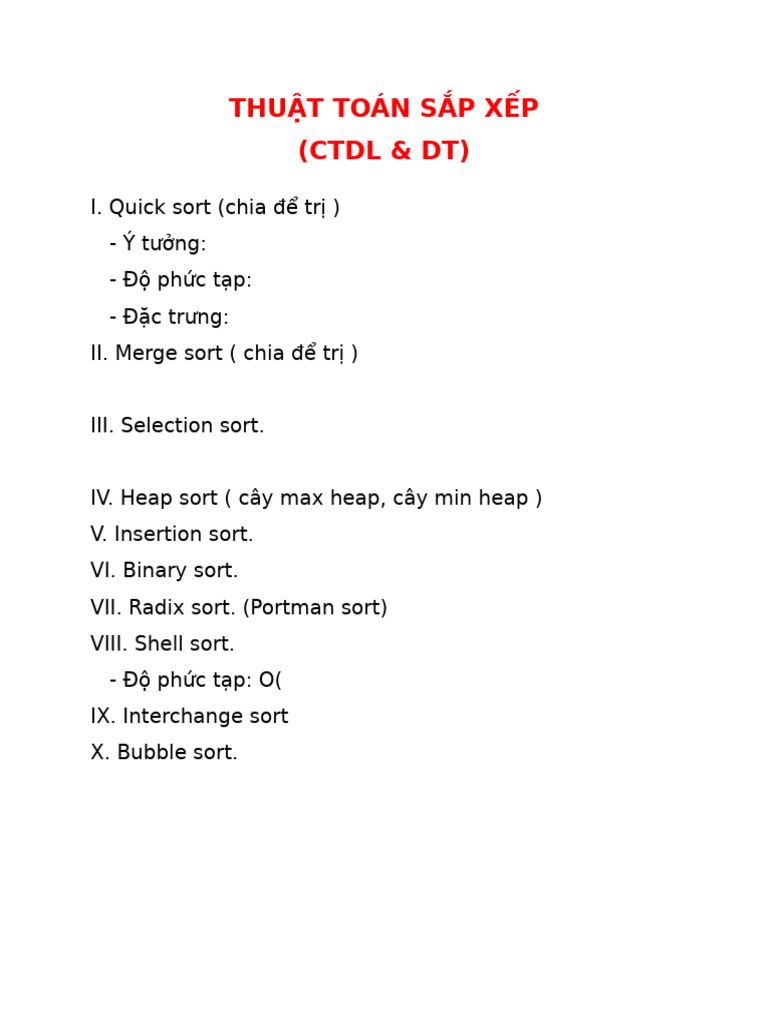 Thuật Toán Sắp Xếp | PDF