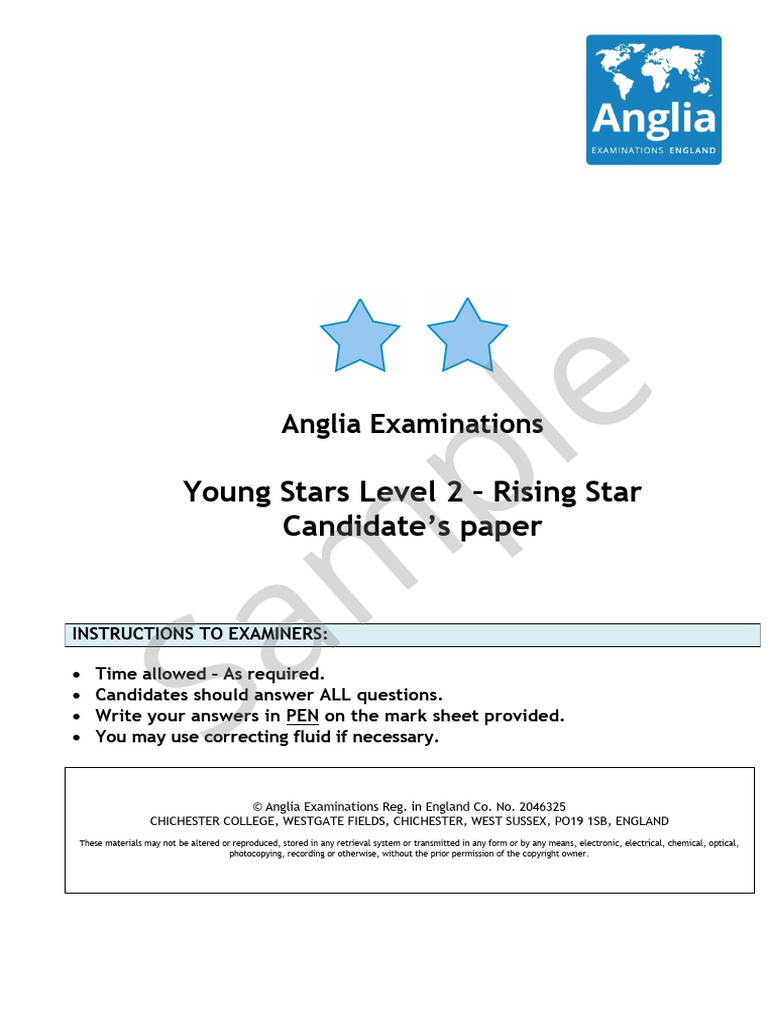 Anglia Young Stars Level 2 Candidate | PDF