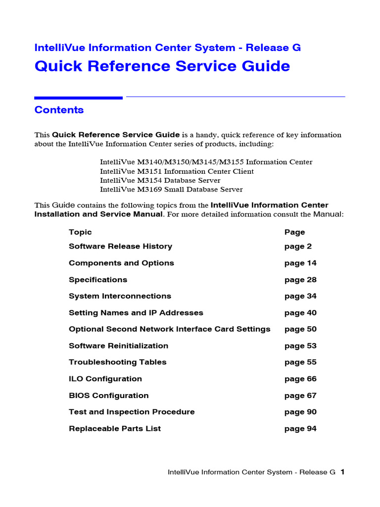 Rls G Quick Reference Service Guide | PDF