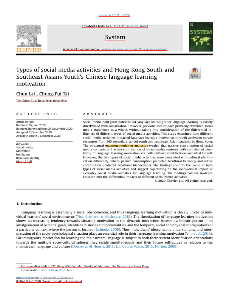 Types of Social Media Activities and Hong Kong South and Southeast ...