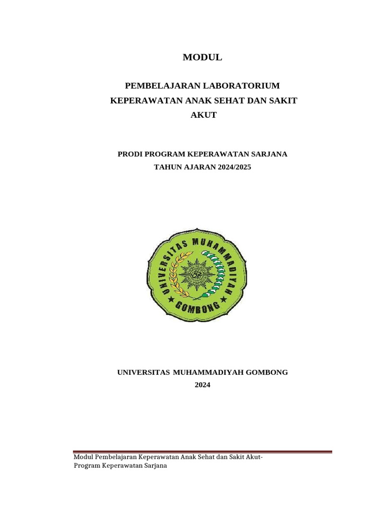 MODUL Kep Anak 24-25 S1 (Mahasiswa) | PDF